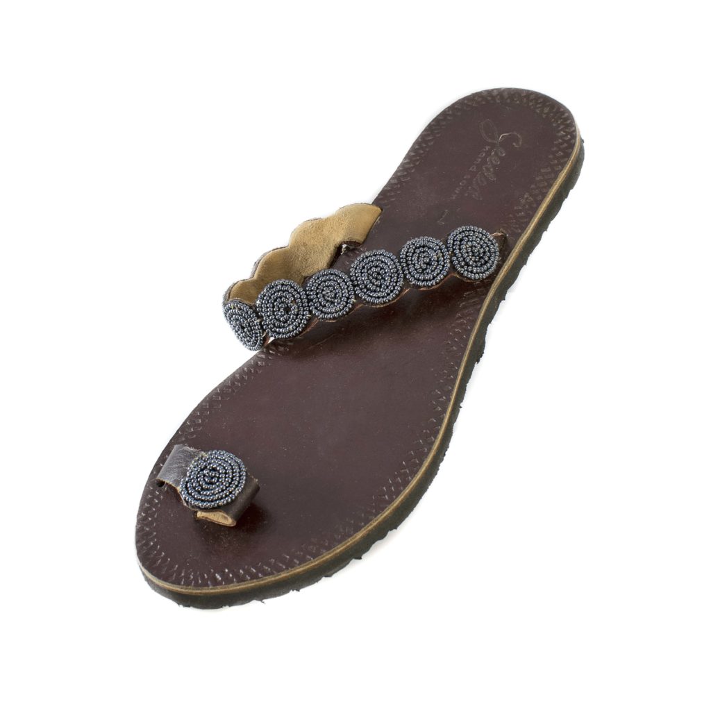 Clover Sandals in Slate | Handmade Beaded Leather Sandals – Swahili Coast